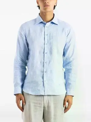 Sease Slub-texture Chest-pocket Shirt - Blue