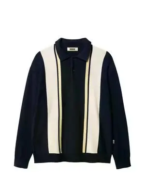 WOODBIRD Dom Gran Striped Long-sleeve Polo Shirt