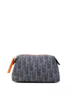 Dior Oblique Denim Flight Cosmetic Pouch - Blue