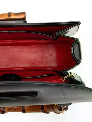 Gucci Calfskin Bamboo Night Satchel - Black
