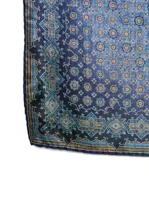 DELL'OGLIO Geometric Floral-print Scarf - Blue