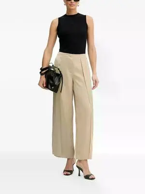 Armani Exchange Side-slit Pleated Wide-leg Trousers