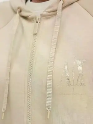 Armani Exchange Zip-up Hoodie With Rhinestone Logo