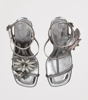 Zimmermann Metallic Leather Floral Sandals