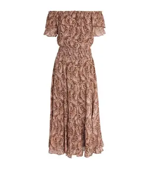 Paige Silk Georgette Alistar Midi Dress - Brown