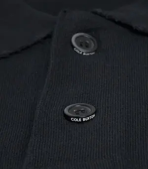 COLE BUXTON Cotton Distressed Surf Polo Shirt - Black