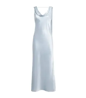 Acne Studios Silk Drape-neck Midi Dress - Blue