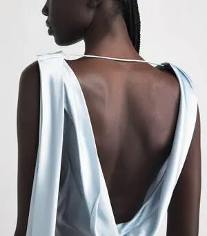 Acne Studios Silk Drape-neck Midi Dress - Blue