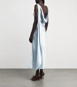 Acne Studios Silk Drape-neck Midi Dress - Blue