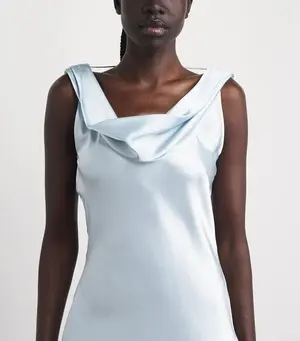 Acne Studios Silk Drape-neck Midi Dress - Blue