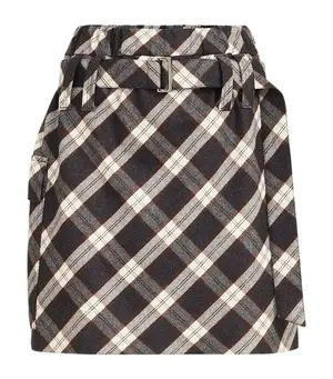 Brunello Cucinelli Virgin Wool-blend Check Mini Skirt - Grey