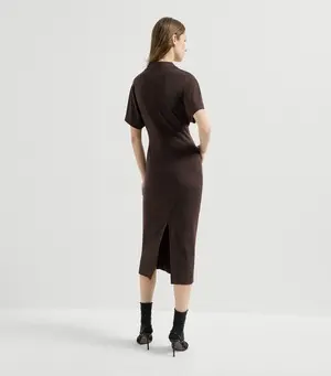 Brunello Cucinelli Wool-blend Belted Midi Dress
