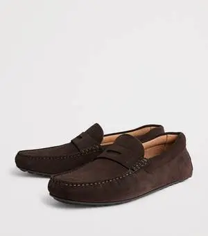 BOSS Suede Driving Shoes - Brown