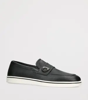 FERRAGAMO Leather Tancredi Loafers - Black
