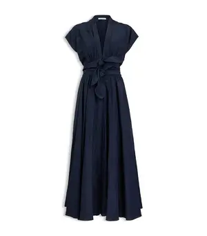 Alaïa Linen-blend Knot Midi Dress - Blue