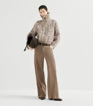 Brunello Cucinelli Mohair-blend Embroidered Zip-up Cardigan - Beige