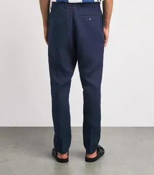 NN.07 Linen Billie Trousers - Navy