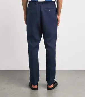 NN.07 Linen Billie Trousers - Navy