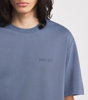 NN.07 Relaxed Logo Nat T-shirt - Blue