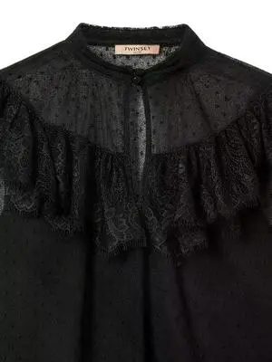 TWINSET Lace Trim Ruffled Blouse