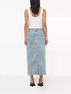 Another Tomorrow Stretch Organic Cotton Denim Midi Skirt