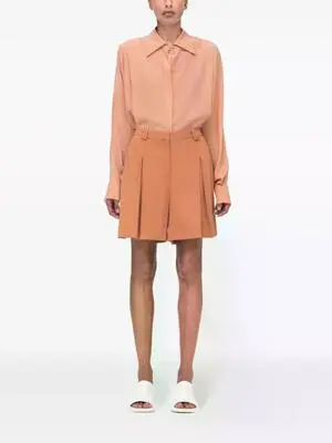 Another Tomorrow High-waisted Pleated Shorts