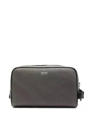 TOM FORD Grained Leather Wash Bag - Grey