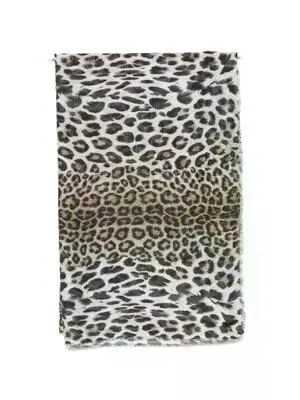Faliero Sarti Maculata Leopard-print Frayed Scarf