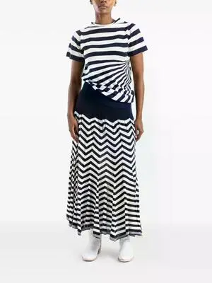 Junya Watanabe Chevron Knit Skirt With Ribbed Waistband