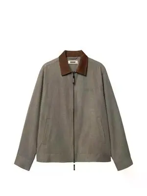 WOODBIRD Corduroy-collar Zip-up Jacket - Brown