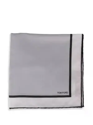 TOM FORD Border-detail Pocket Square - Grey