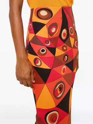 Emilio Pucci Occhi Print Fitted Long Skirt - Orange