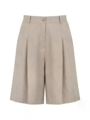 MOORER Pleated Linen Shorts - Neutrals