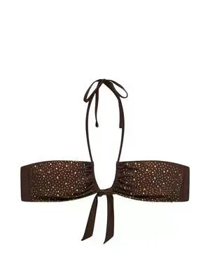 Guess Embellished Gathered Bikini Top - Brown