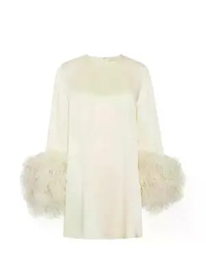 Lapointe Feather-trim Satin Mini Dress - Neutrals