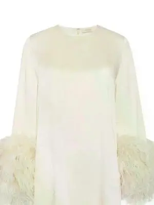 Lapointe Feather-trim Satin Mini Dress