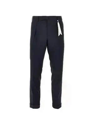 SANTANIELLO Pressed Crease Turn-up Trousers - Blue
