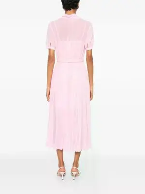 SELF-PORTRAIT Pleated Midi Dress With Pussy-bow Collar