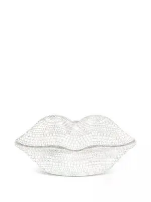 Judith Leiber Disco Lips Crystal Clutch - Silver