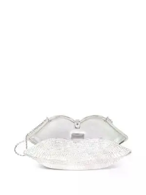 Judith Leiber Disco Lips Crystal Clutch - Silver
