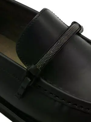 Brunello Cucinelli Monili Leather Loafers - Black