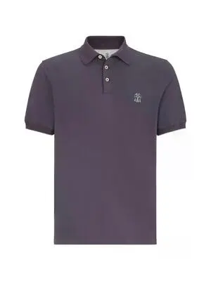 Brunello Cucinelli Cotton-piqué Polo Shirt With Logo - Purple