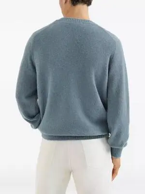 Brunello Cucinelli Alpaca, Cashmere And Wool Crew Neck Sweater - Blue