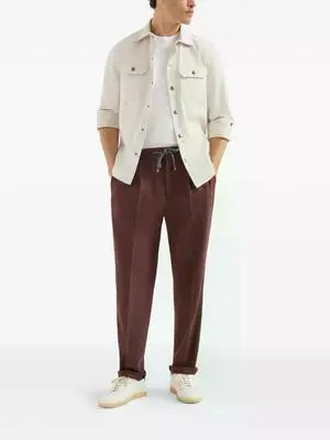 Brunello Cucinelli Virgin Wool And Cashmere Flannel Trousers With Double Pleats And Drawstring - Red