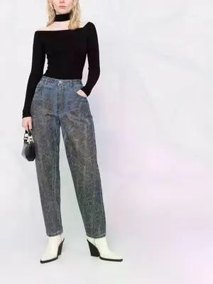 Alberta Ferretti Snake-print Straight-leg Jeans