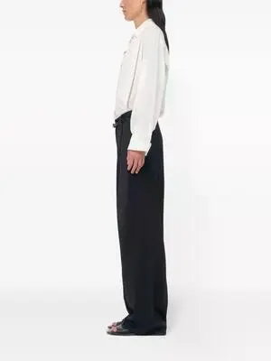 Another Tomorrow Asymmetric Pleated Silk Shirt