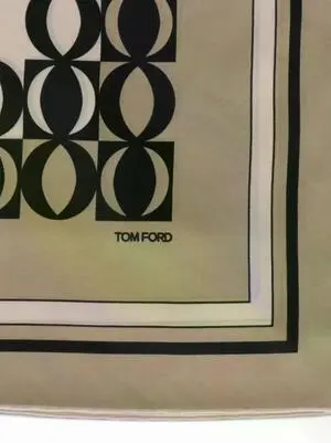 TOM FORD Geometric-print Border-detail Pocket Square - Neutrals