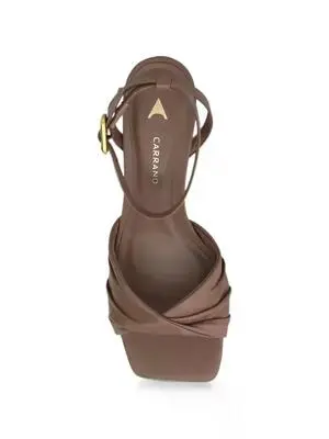 ANDREA CARRANO Ruched Strap Heeled Sandals - Brown