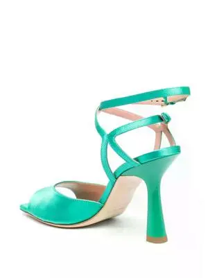 Alberta Ferretti Aqua Calf Leather Ankle Strap Sandals