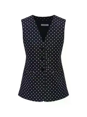 Max Mara Polka Dot Sleeveless Jacket - Blue